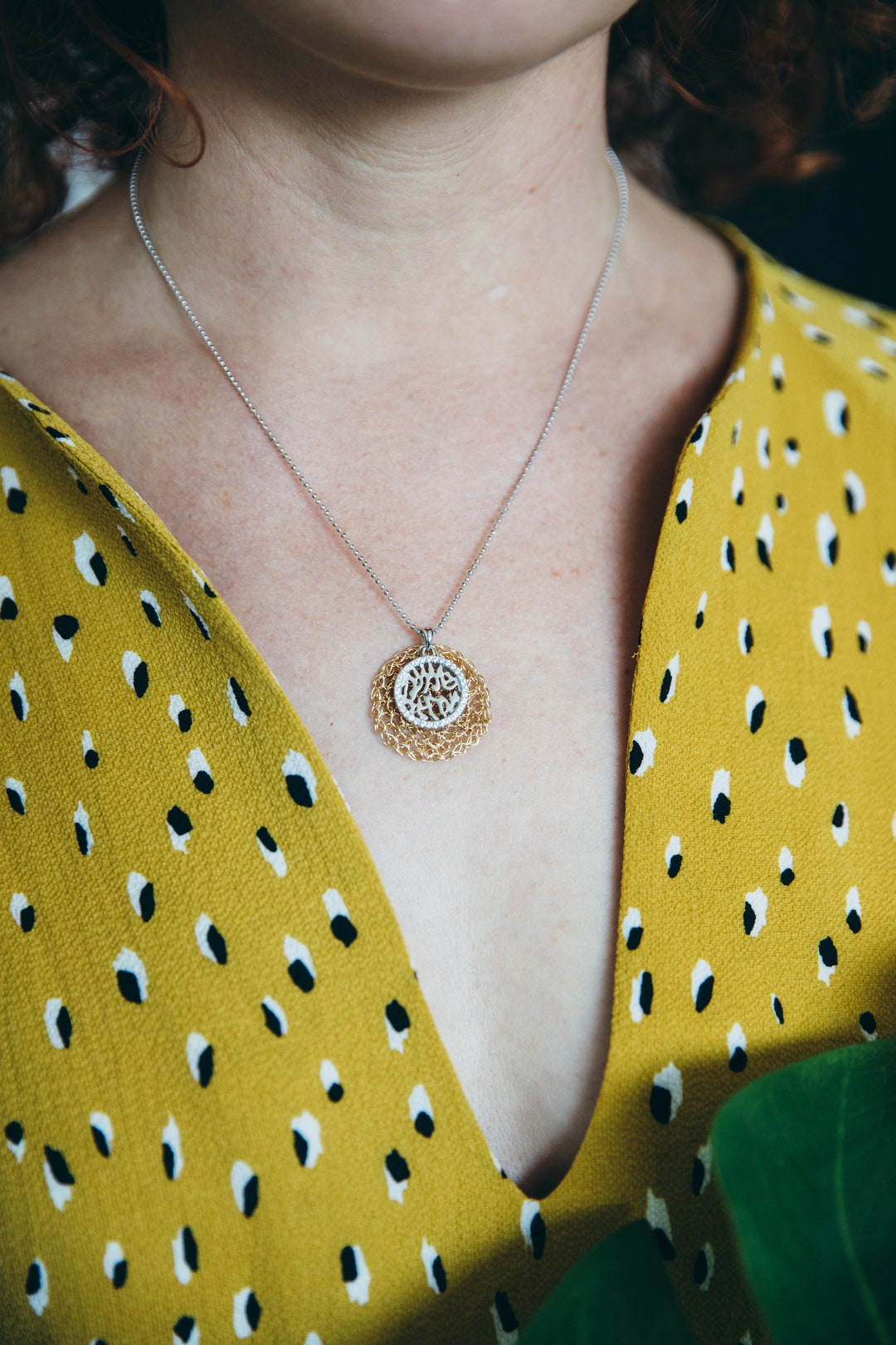 Sterling Silver Shema Israel Pendant on Gold Circle, Hear O Israel ...