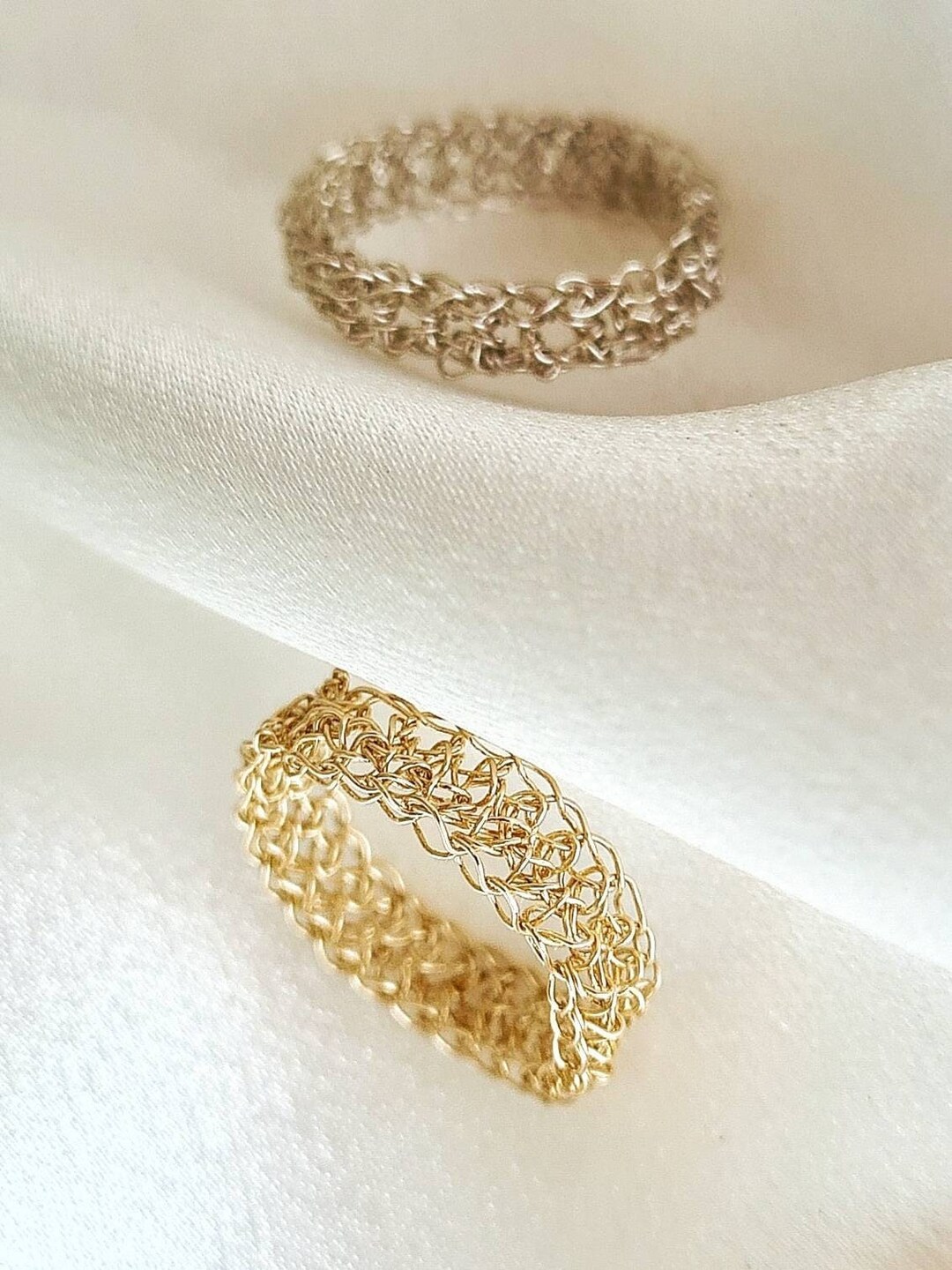 Wide Stackable Ring, Gold Texture Ring, Filigree, Band Ring, Mesh Ring ...