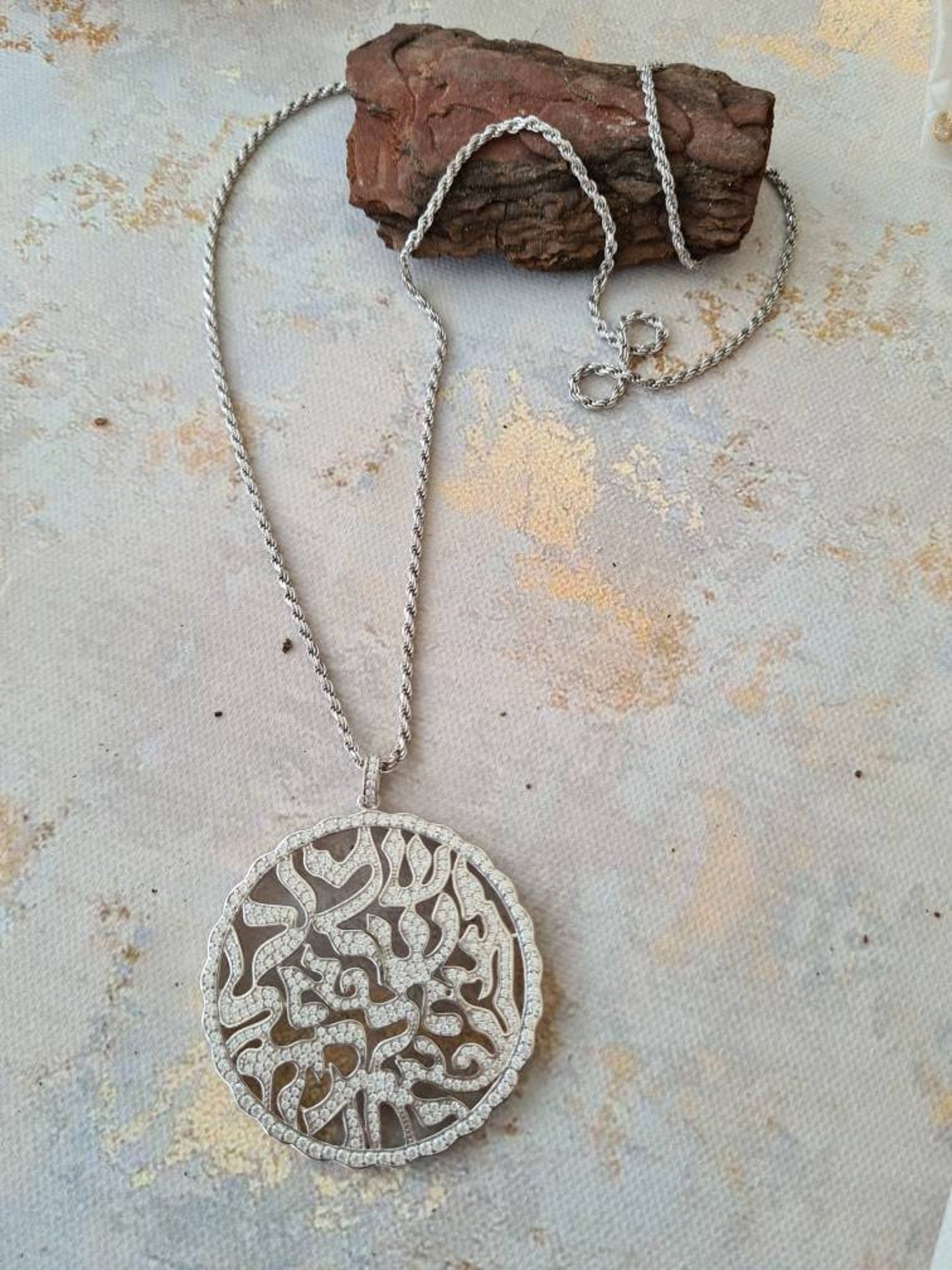 Shema Blessing Necklace XL Silver Shema Israel Pendant - Etsy