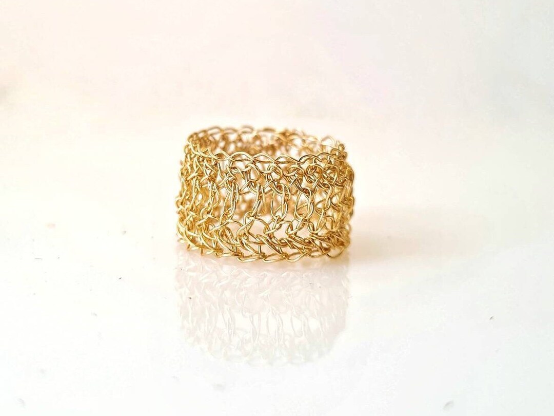 Gold Statement Ring, Wide Band Gold Ring, Cigar Band Ring, Large ...