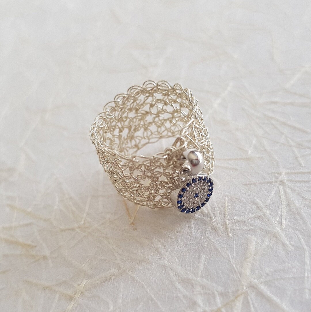 Silver Wide Mesh Ring, Large Statement Ring, Wide Band Ring, Unique ...