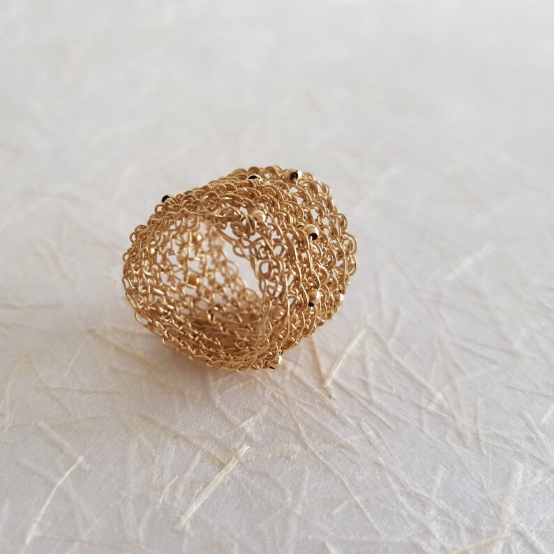 Rose Gold Wide Ring Wide Band Ring Rose Gold Mesh Ring Big - Etsy
