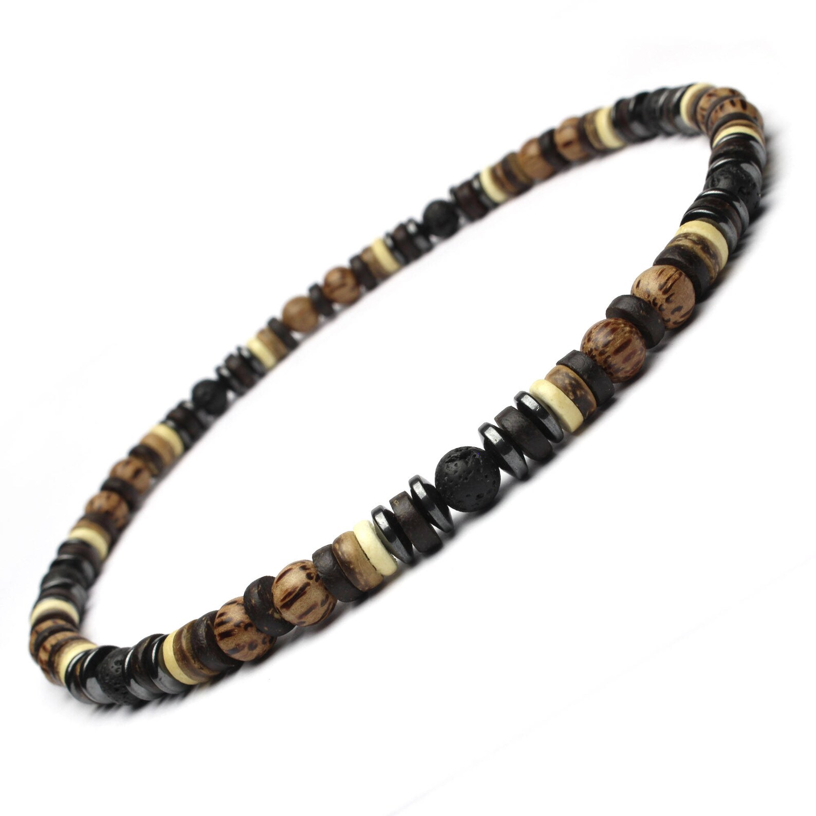 Collier style surfeur/surf homme/femme Pierre naturelle Lave Volcanique ...