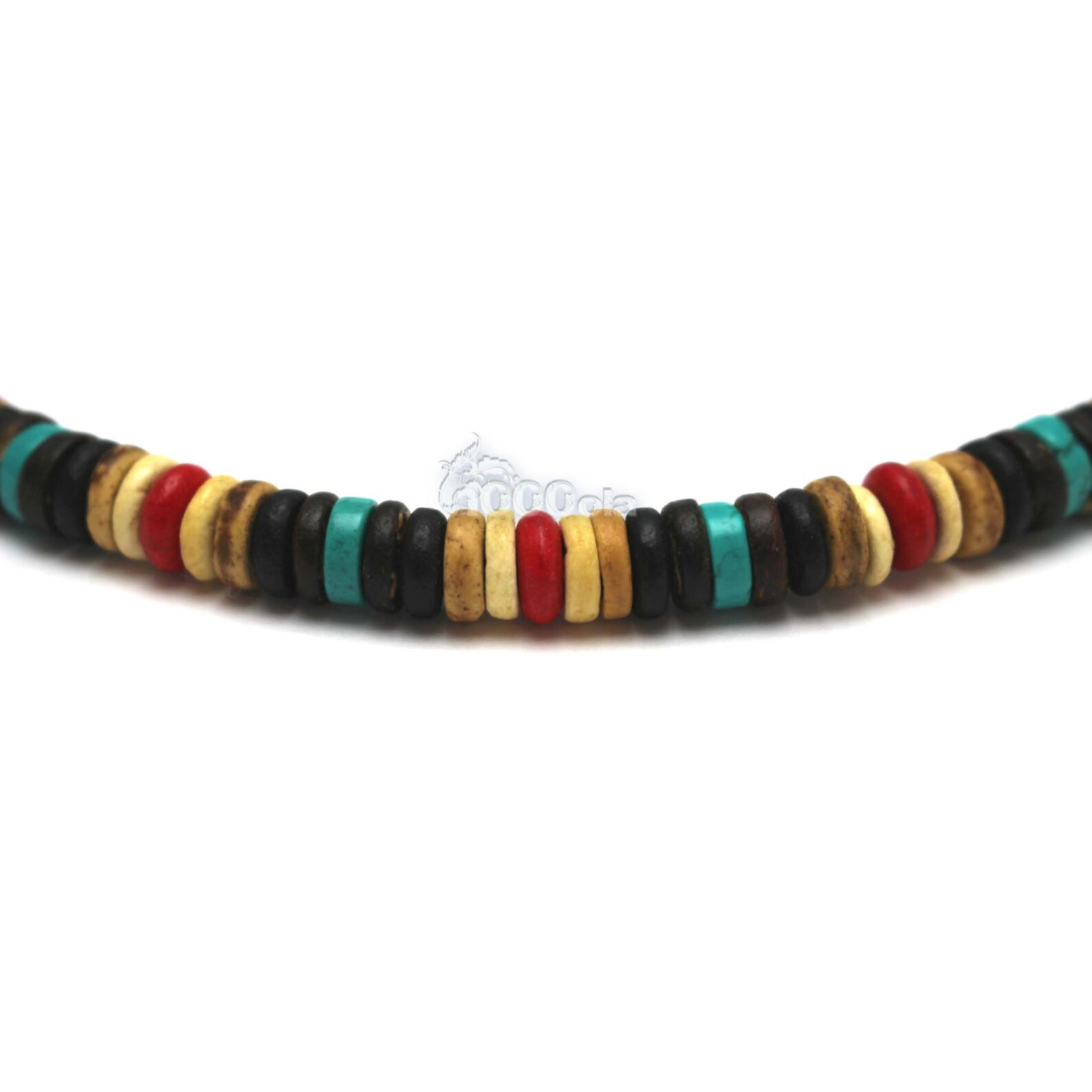 Collier style surfeur/surf homme/femme perles Pierre Naturelle ...