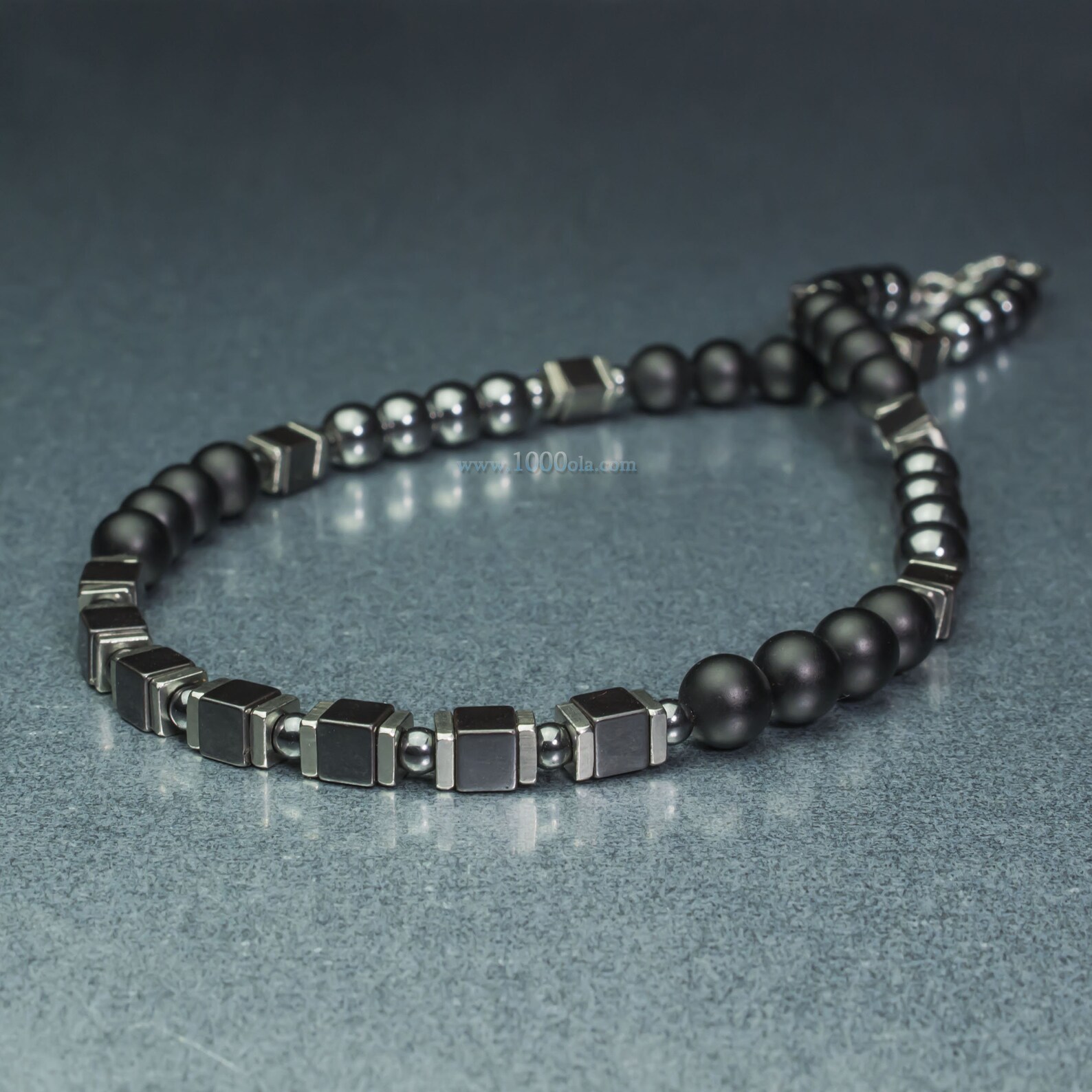 Collier Homme/Men's perles 8mm pierre gemme Agate Noir - Etsy France