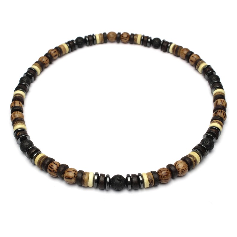 Collier style surfeur/surf homme/femme Pierre naturelle Lave Volcanique ...