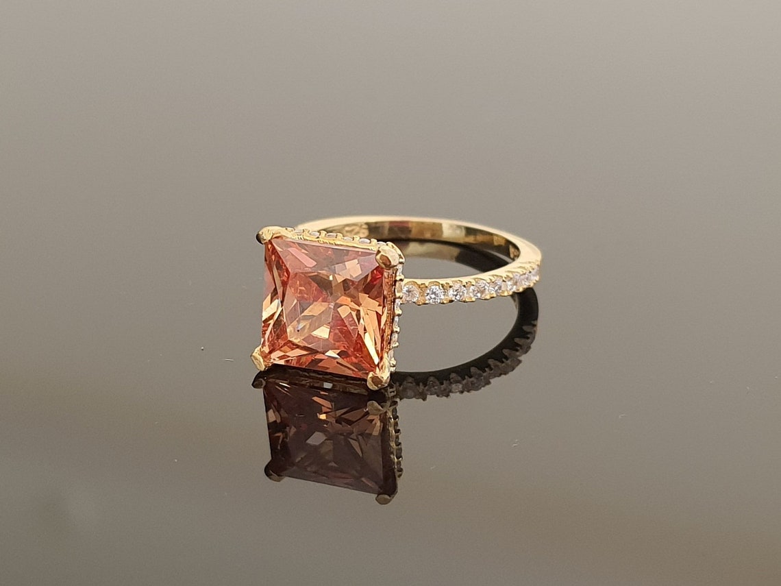 Orange Topaz Ring Orange Topaz Gold Engagement Ring Promise - Etsy