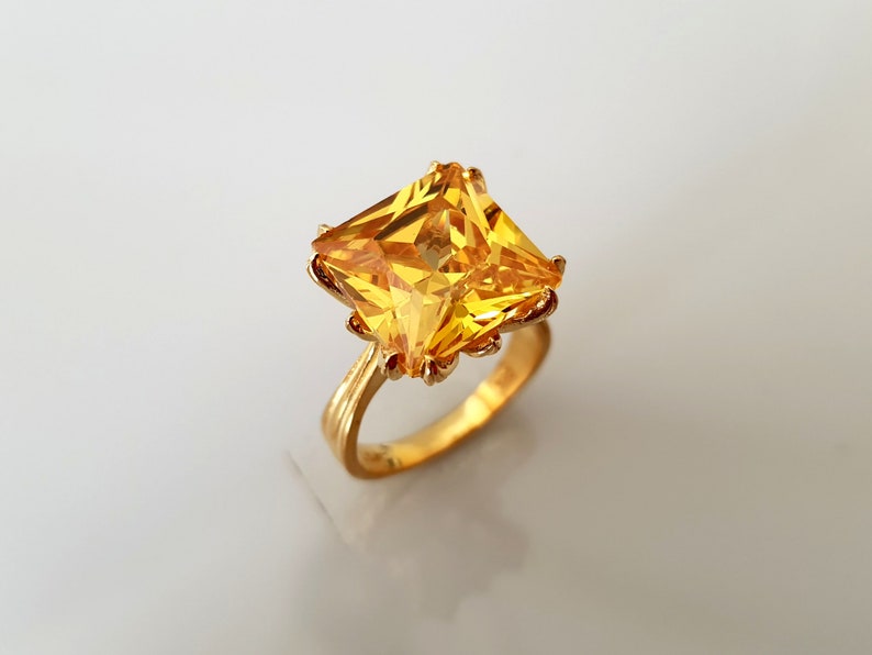Yellow Topaz Ring Lemon Topaz Ring Cocktail Ring Engagement - Etsy