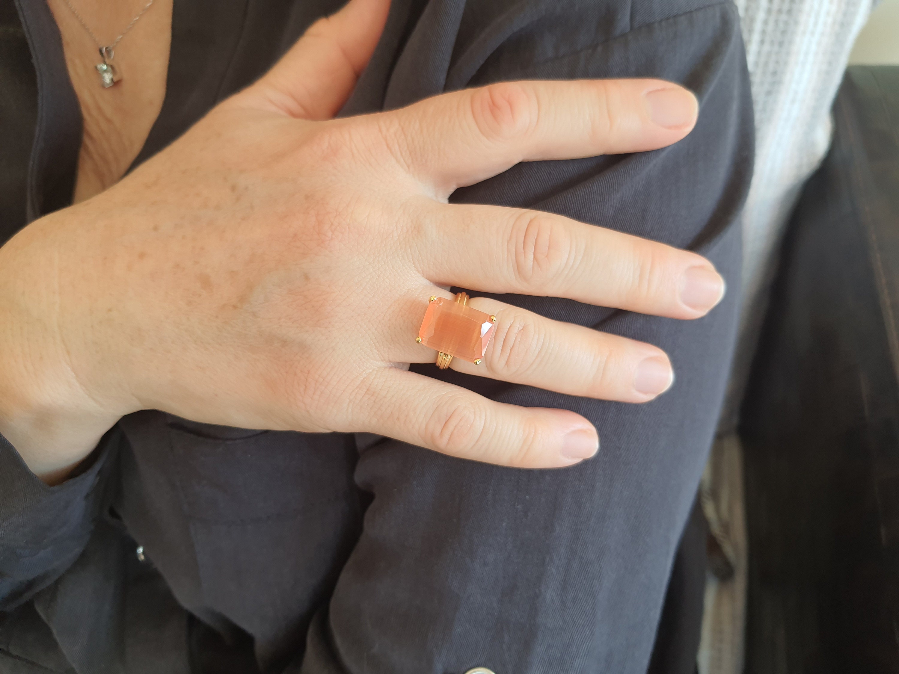 Cat Eye Ring Cat Eye Ring Silver Cat Eye Orange Rings for - Etsy