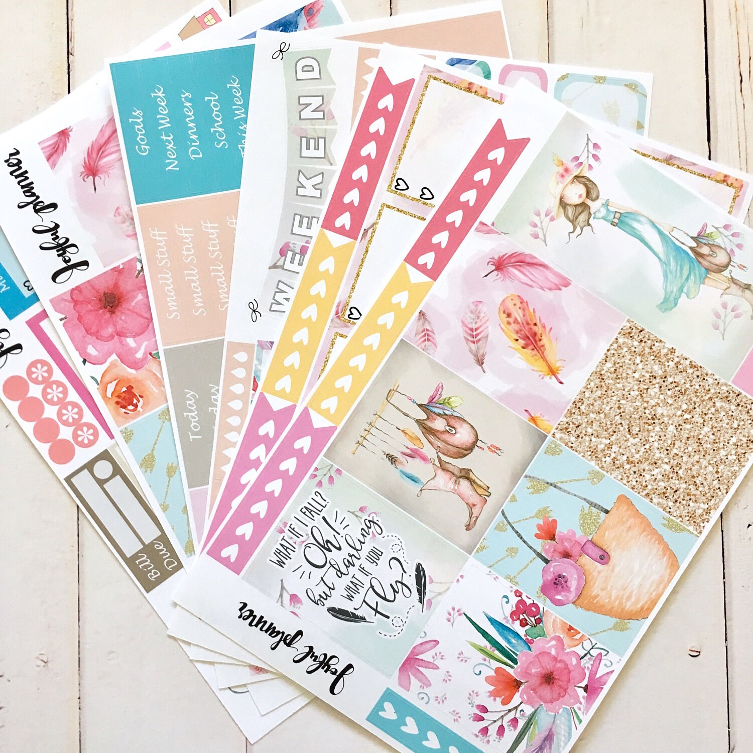 Papercraft Craft Supplies & Tools Cozy Boho Deco Planner Sticker Erin ...