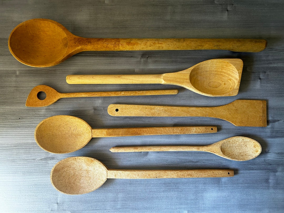 Vintage Wood Spoons, Primitive Old Wooden Spoons, Rustic Antique ...