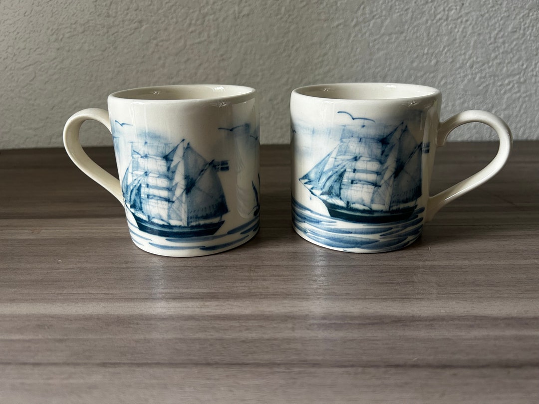 Vintage Oxney Green Nautical Ships Mugs, Set of Two, Made in England - Etsy
