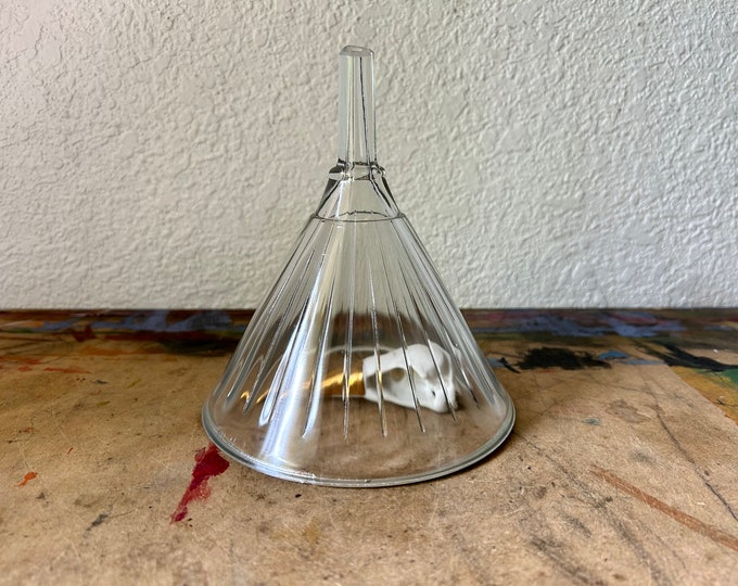 Vintage Large Glass Apothecary Funnel, Vintage Glass Funnel, Laboratory ...