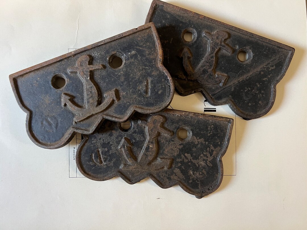 Vintage One Antique English Cast Iron Anchor Plate, Cast Iron Nautical ...