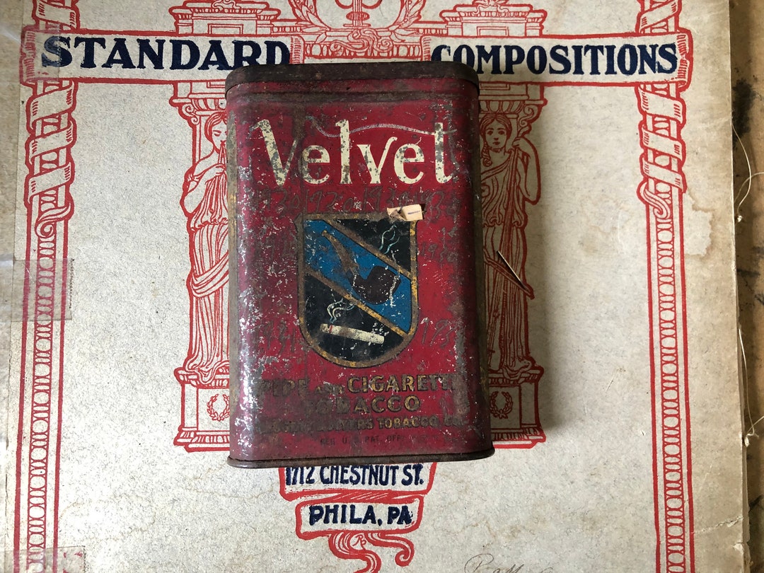 Vintage Velvet Cigarette Tabacco Tin, Medicine Tin for the Collector of ...