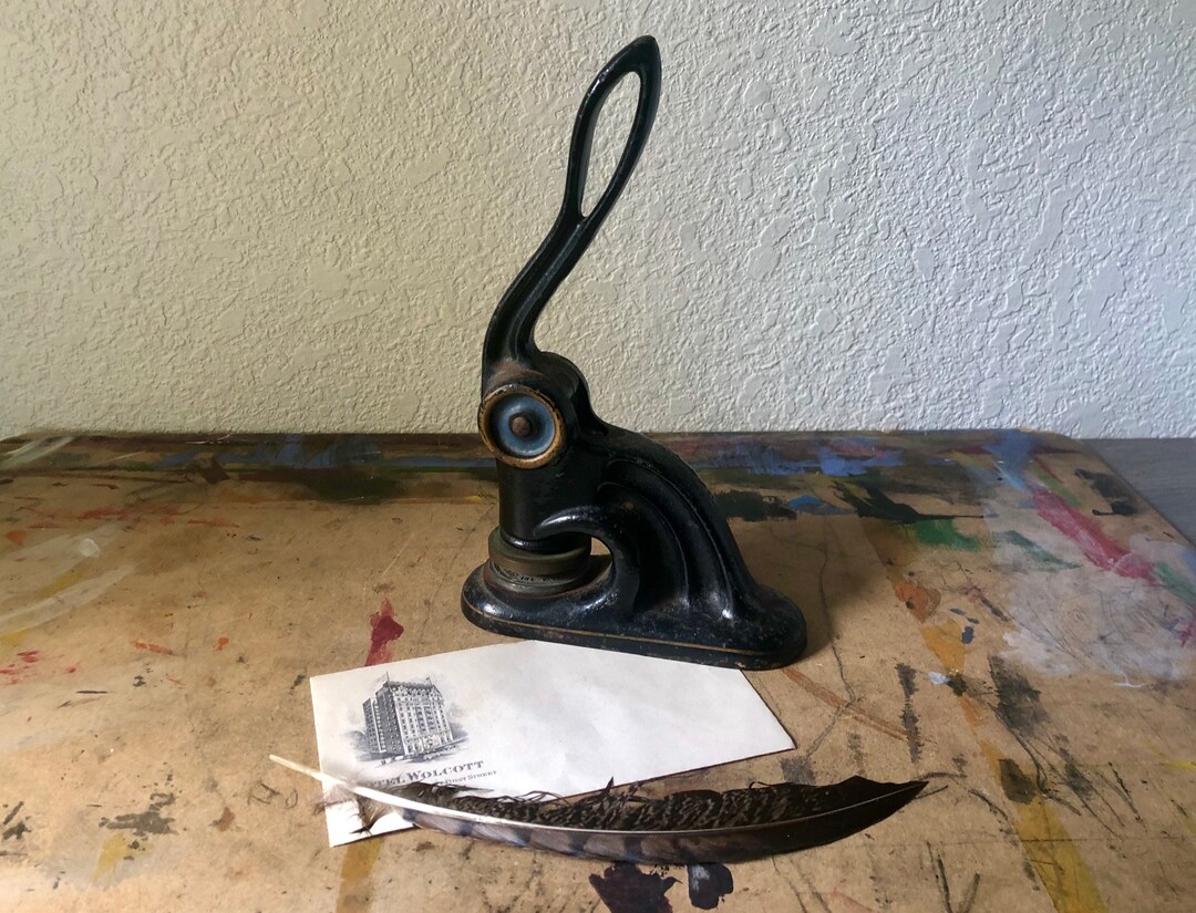 1910's Vintage Large Notary Stamp, Vintage Paper Embosser, Vintage ...