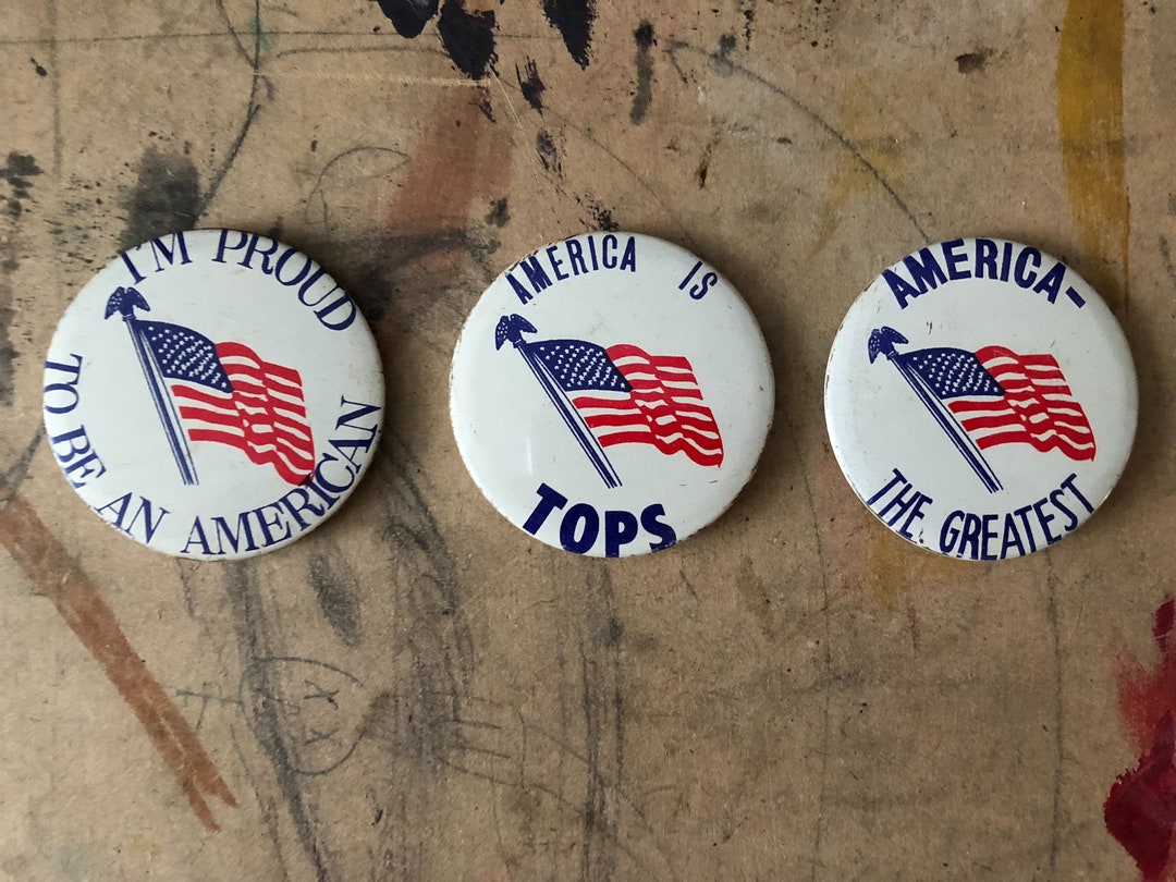 Set of 3 America Political Button, Vintage Patriotic Pinback Button ...