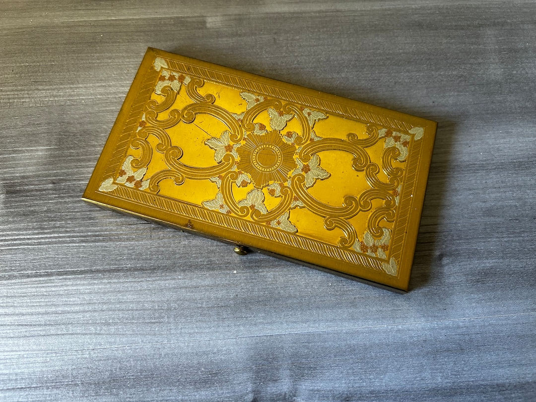 Vintage Wadsworth Cigarette Case 1950s Gold Business Card Case or ...