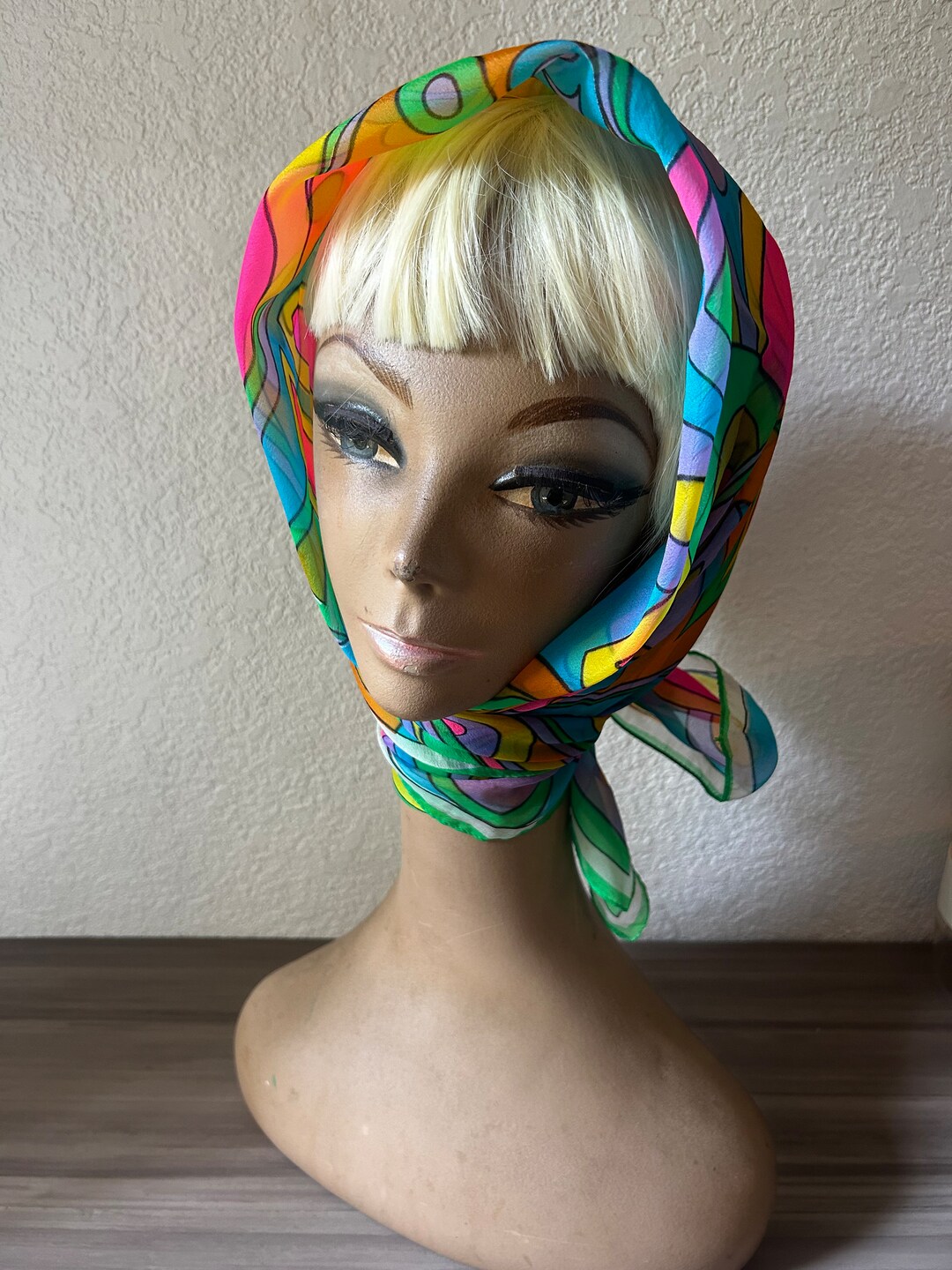 Vintage Sheer Retro Scarf, Retro Headband, Retro Floral Pattern Scarf ...