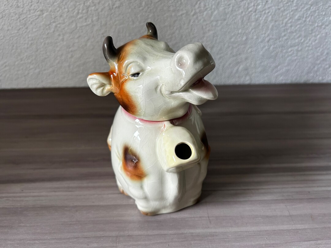 Vintage Erphila Germany Cow Teapot/pitcher, Cow Pitcher, Majolica Cow ...