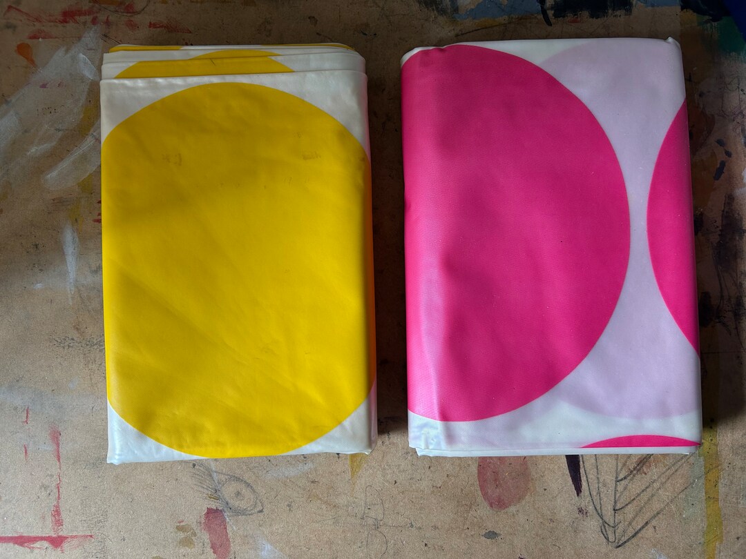 Vintage 1960's Set of Two, Pink and Yellow Polka Dot Standard Shower ...