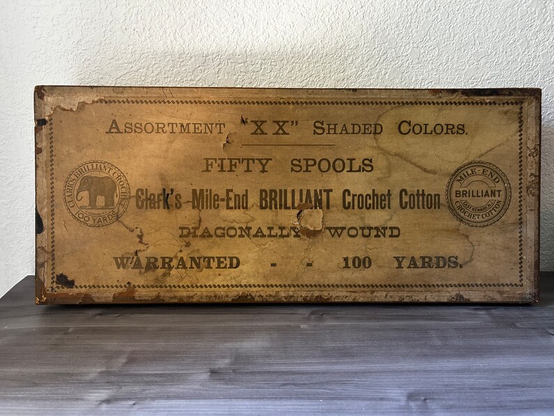 Antique Spool Crate Box, Clarks O.N.T Spool Storage Box, Antique ...