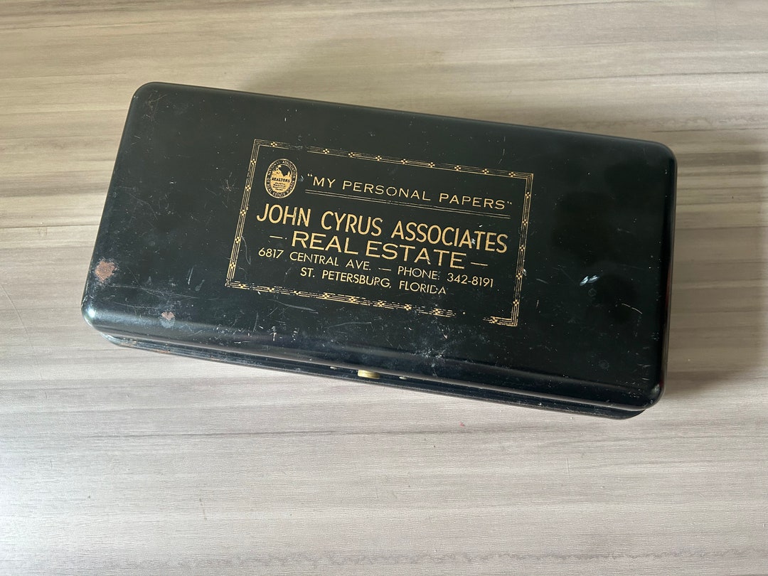 Vintage Black Metal Lock Box With Advertising, Vintage Real Estate - Etsy
