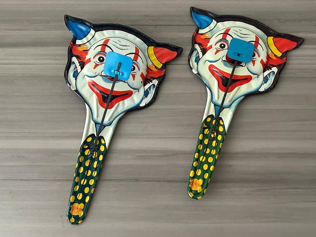 Vintage Set of Two Metal Clown Clapper Noise Maker U.S. Metal Toy Mfg ...
