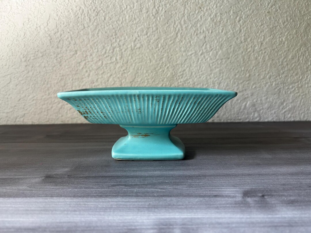 Vintage Mccoy Pottery Planter, Mccoy Planter Pedestal Turquoise Blue ...
