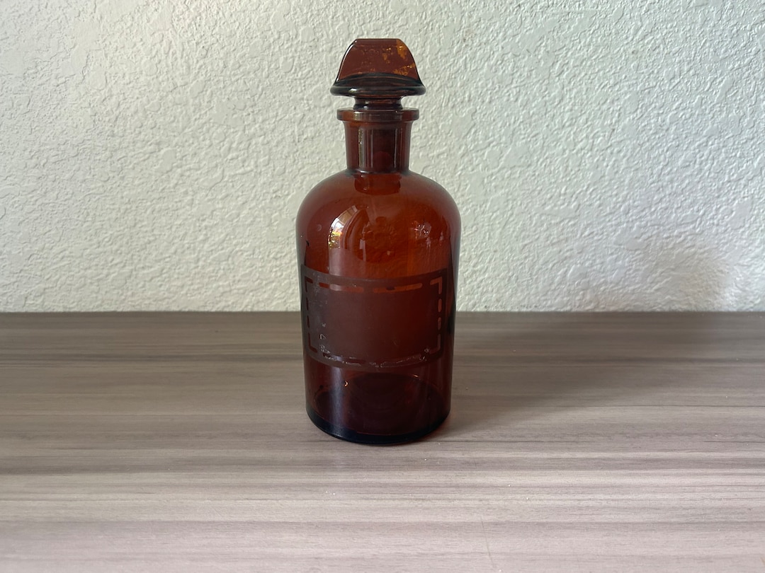 Vintage Dark Amber Glass Pyrex Medicine Apothecary Bottle - Etsy