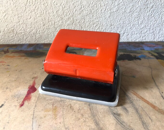 Vintage Retro Orange Hole Punch, Red Desk Tools, Esco Regent ...
