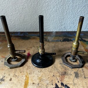 Antique Set of Three Brass Laboratory Bunsen Burners, Vintage Medical ...