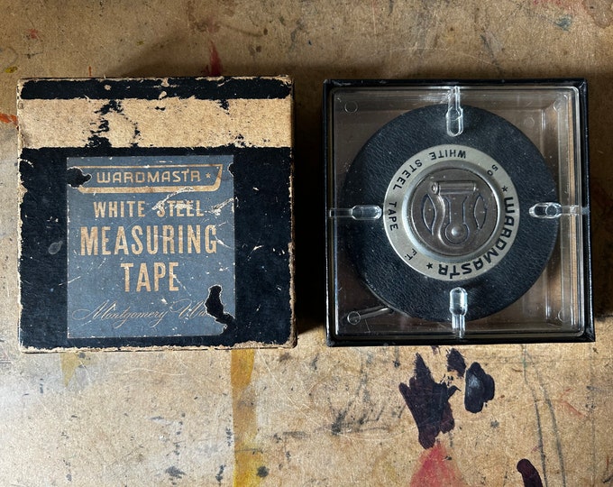 Vintage Montgomery Wards Master Quality 50' Steel Round Crank Reel Tape ...