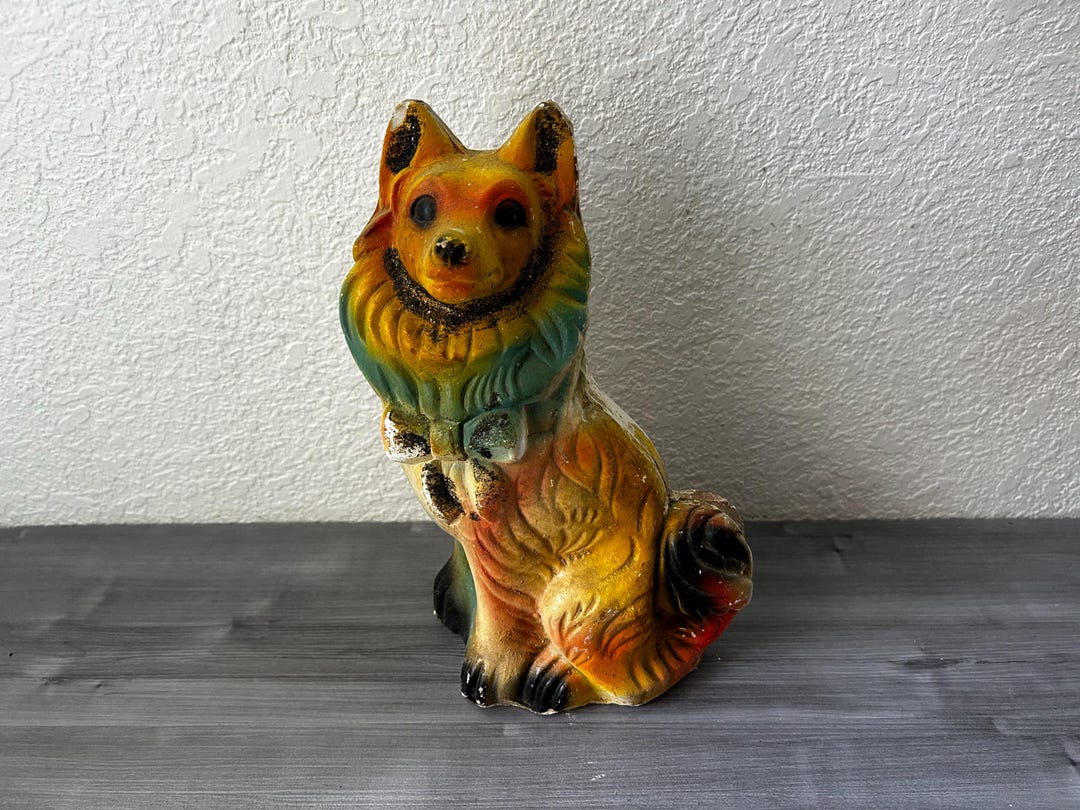 Vintage Carnival Prize Collie Dog, Vintage Carnival Chalkware, Vintage ...