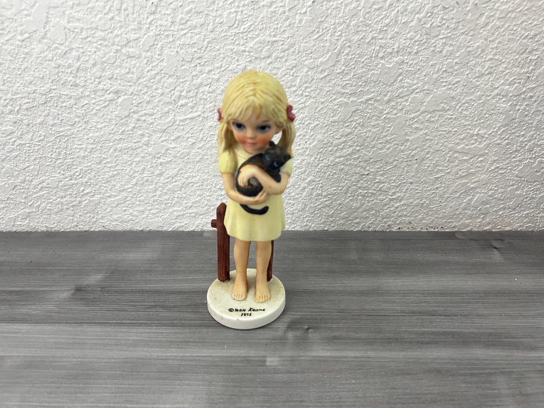 Vintage Margaret Keane Collector Figurine A Girl and His Dog Big Eye ...