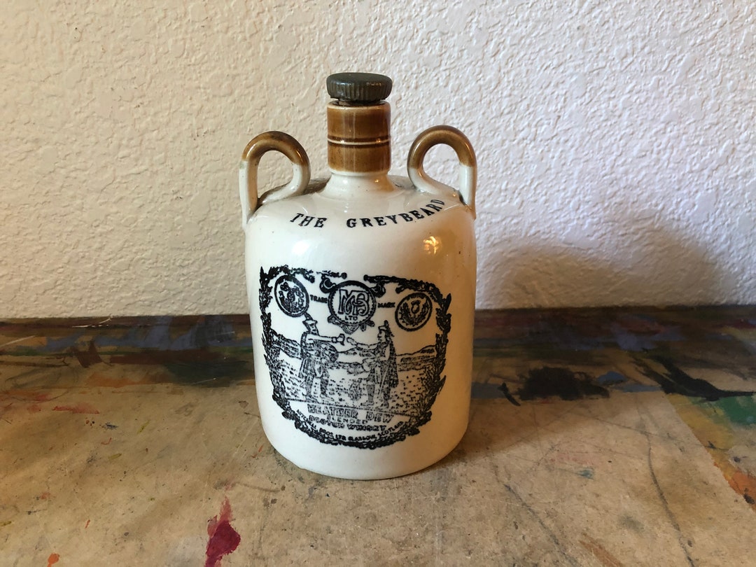 Vintage Greybeard Heather Dew Whiskey Double Handled Jug Bottle From ...