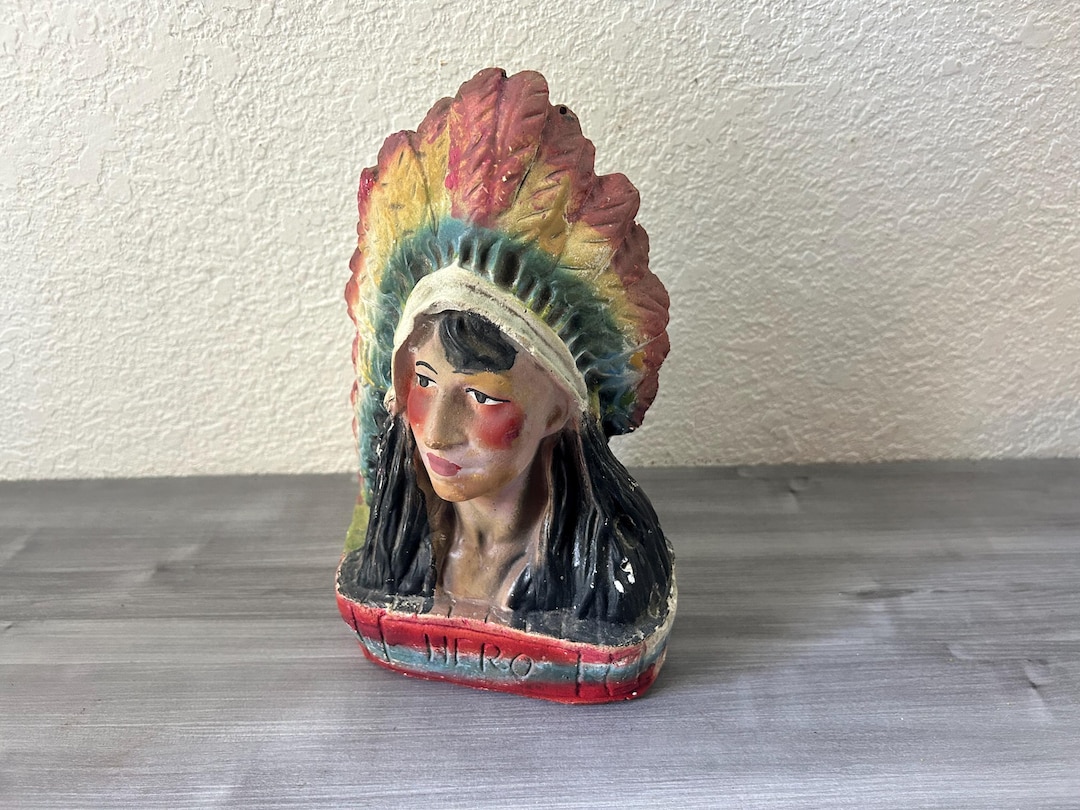 Vintage Carnival Prize Native American Figure, Vintage Indian Hero ...
