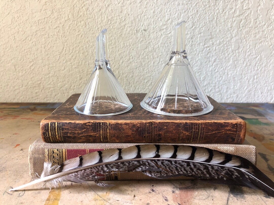 Vintage Set of Two Glass Apothecary Funnel, Vintage Glass Funnel ...