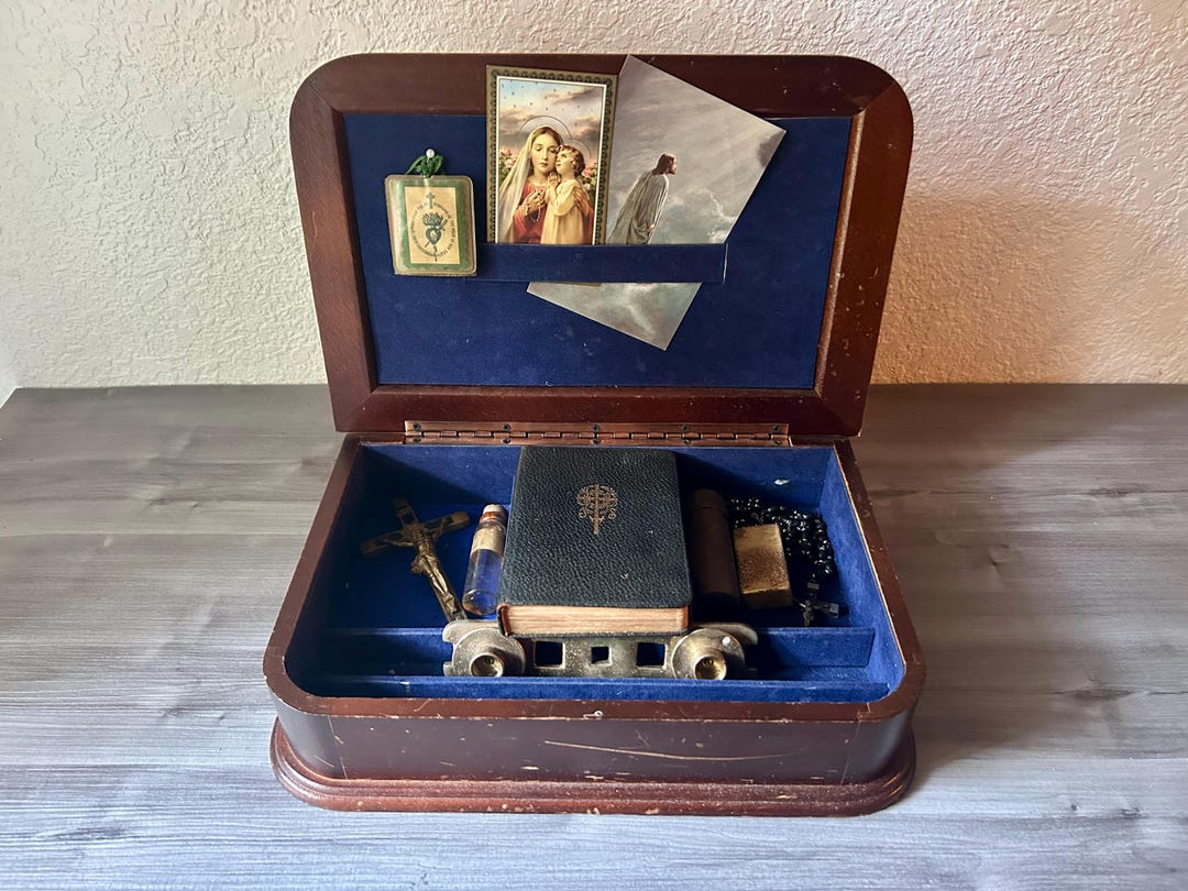 Vintage Sick Call Box, Last Rites Case, Vintage Shrine Wood Box ...