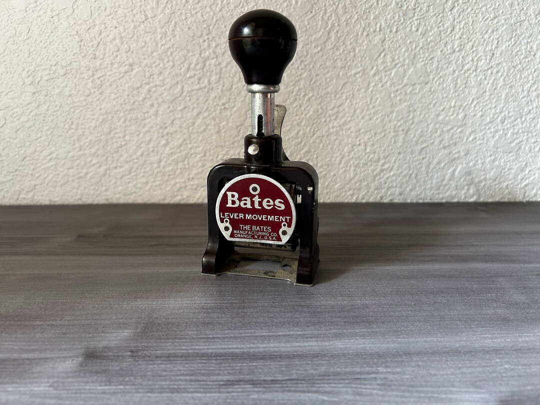 Vintage Bates Numbering Machine Lever Movement 6 Wheel Style E, Vintage ...