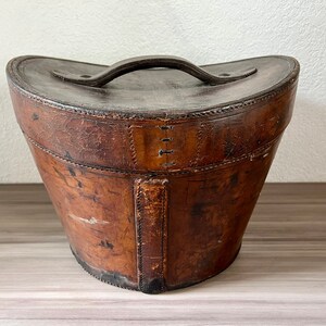 Antique Victorian Leather Hat Box With Top Hat - Etsy