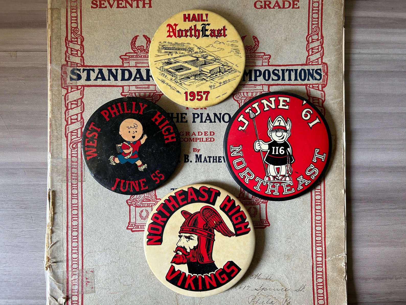 Vintage 1950's/1960's Set of 4 School Pin Pinback Button - Etsy