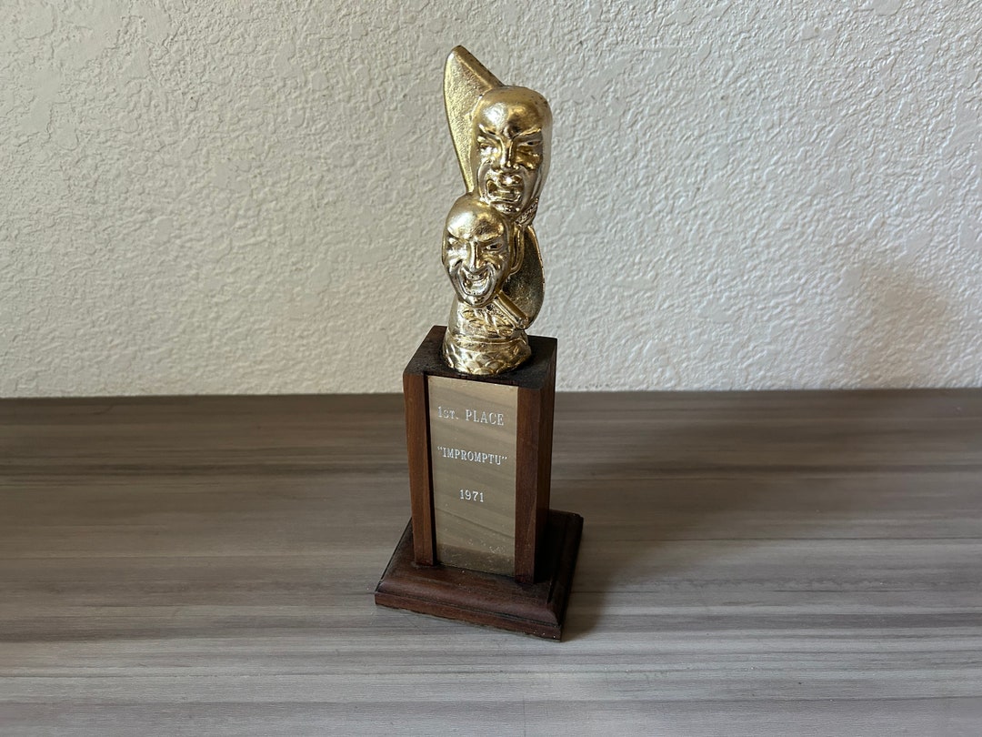 Vintage Acting Drama Trophy Marble Base, Vintage Award - Etsy