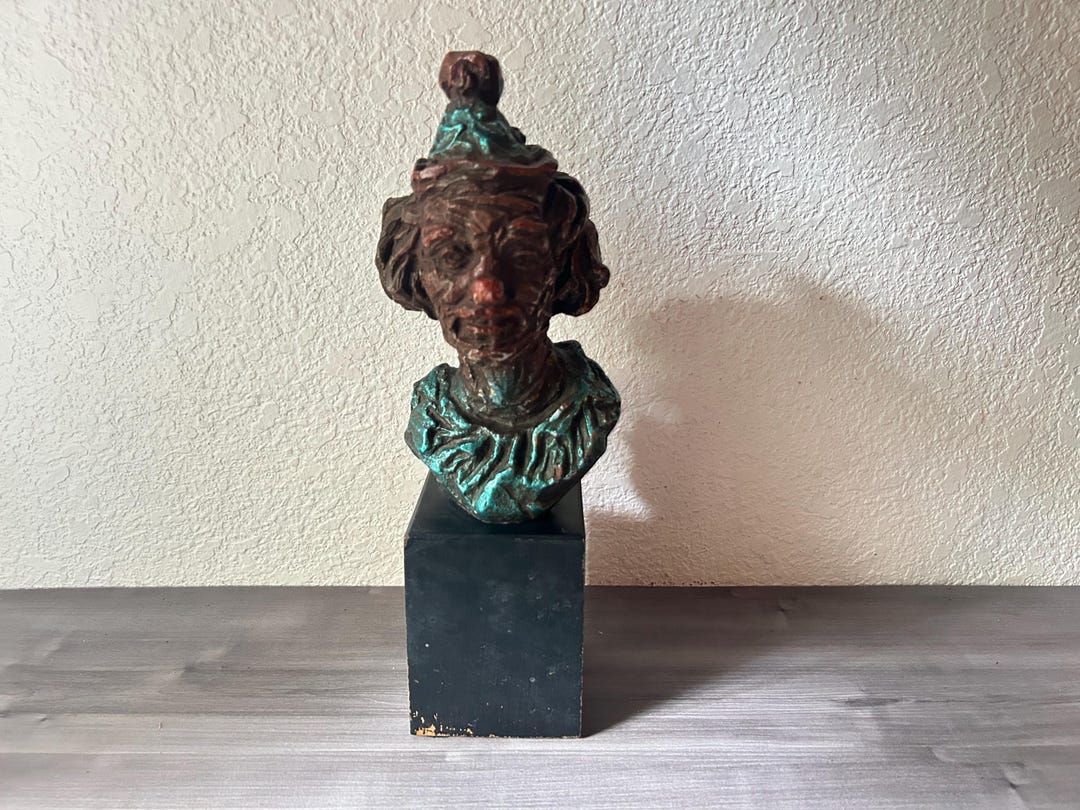 Vintage Austin Productions. Inc Clown Sculpture on Wood Base - Etsy