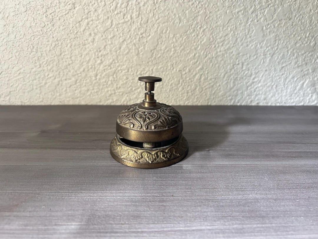 Vintage Brass Front Desk Bell, Service Bell, Hotel Bell, Shop Bell ...