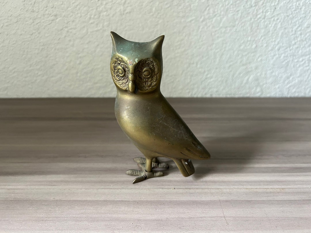 Vintage Standing Brass Owl, Metal Owl, Mid-century Owl, Hollywood ...