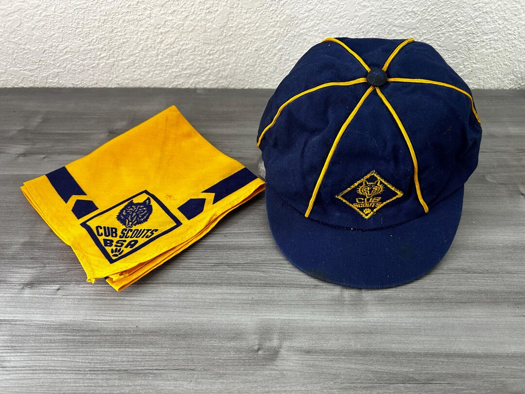 Vintage Cub Scout Neckerchief and Wolf Hat Cap, BSA Neckerchief, Cub ...