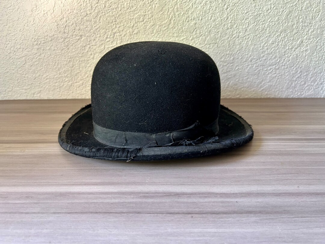 Vintage Distressed Bowler Hat Black Steam Punk, Display, Photo Prop ...
