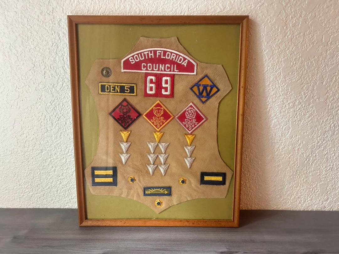 Vintage 1960s Framed Cub Scout Display, Cub Scout Patches, Cub Scouts ...