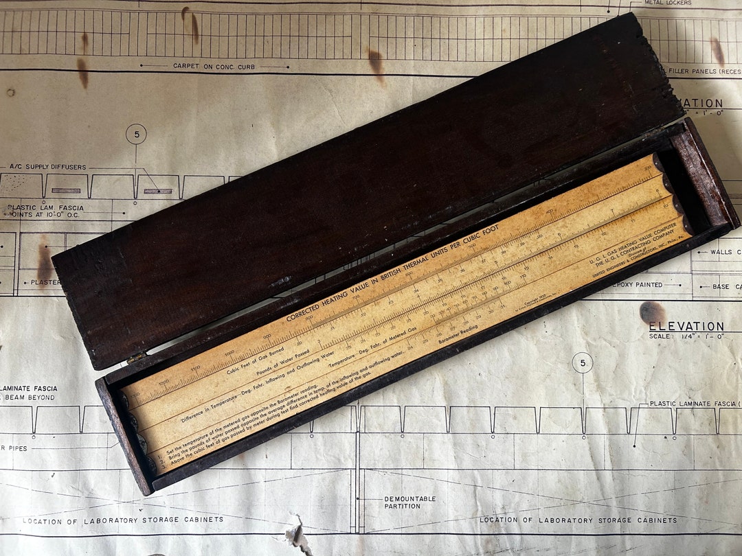 Antique 1930s Slide Engineers Ruler, Old Slide Ruler in Case, United ...
